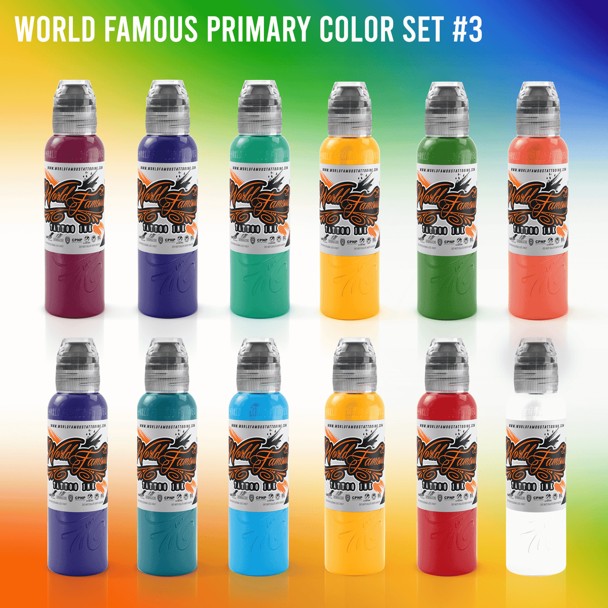 World Famous Primary Color Ink Set #3 | World Famous Tattoo Ink