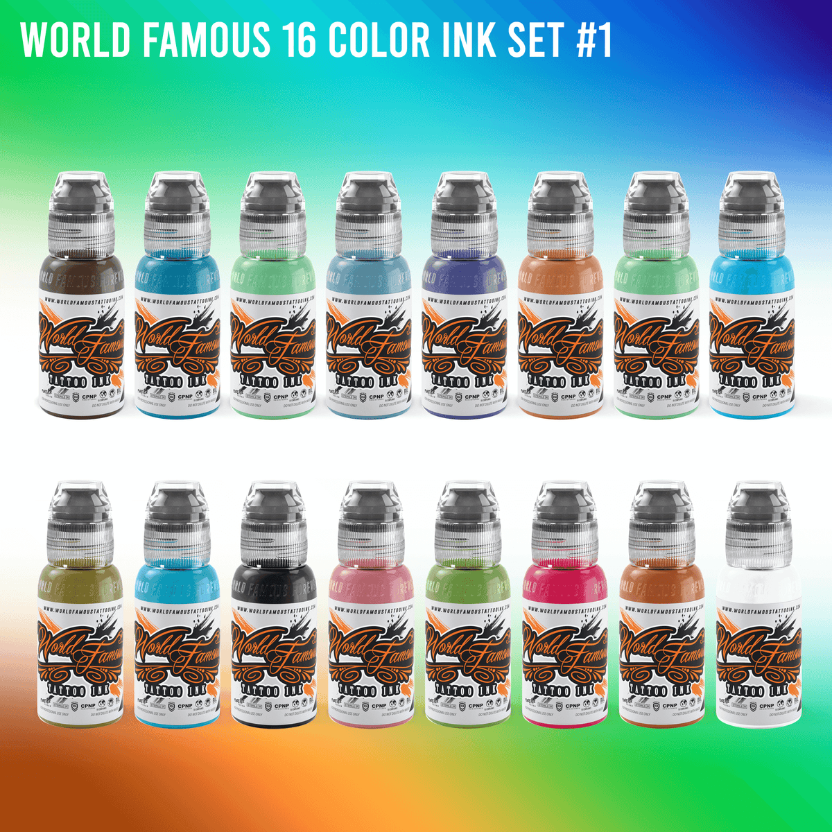 World Famous 104 bottle Color Set - 1oz | World Famous Tattoo Ink