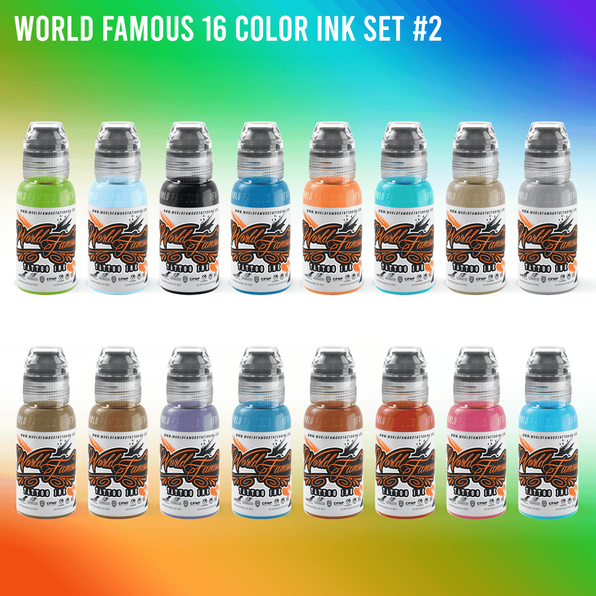 World Famous 32 bottle Color Set - 1oz | World Famous Tattoo Ink