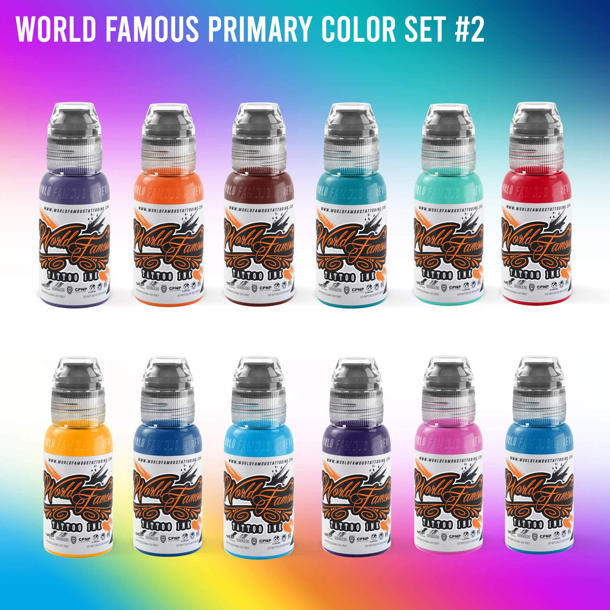 World Famous 72 bottle Color Set - 1oz | World Famous Tattoo Ink